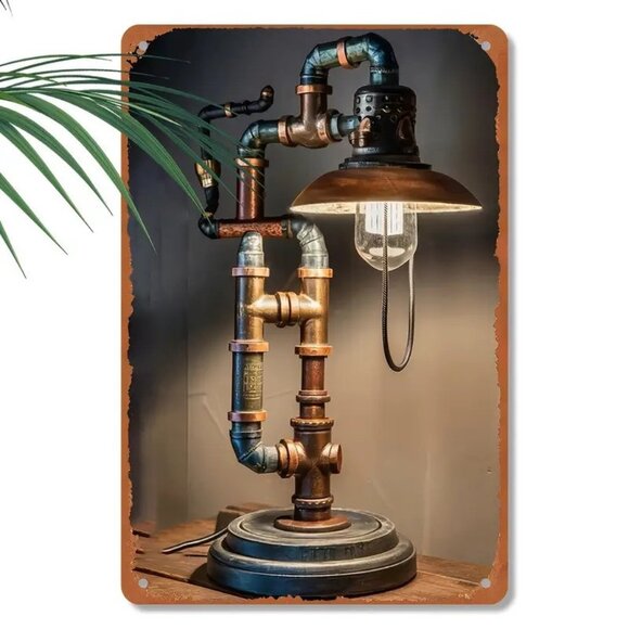 Art | 8x12 Metal Vintage Steampunk Table Lamp Wall Art Sign | Poshmark